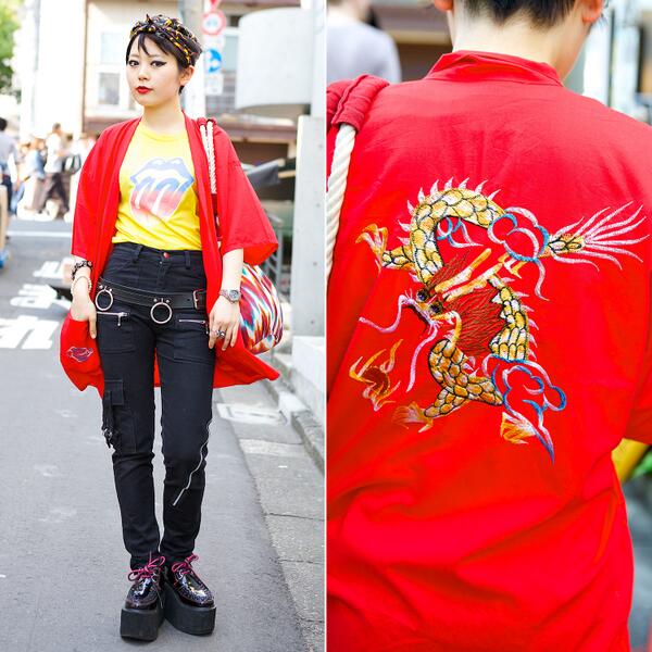 Kera Magazine model in Harajuku w/ resale dragon jacket, Jimsinn pants ...