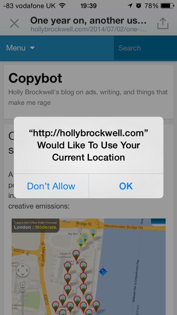 Ads causing a location popup on iOS | WordPress.com Forums