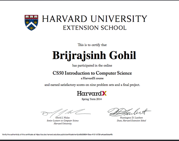Verified Certificate Verified Certificate