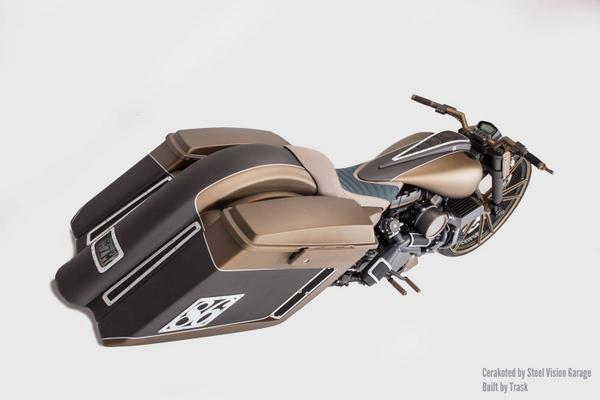 Motorcycle cerakoted in Graphite Black with Burnt Bronze (more ...