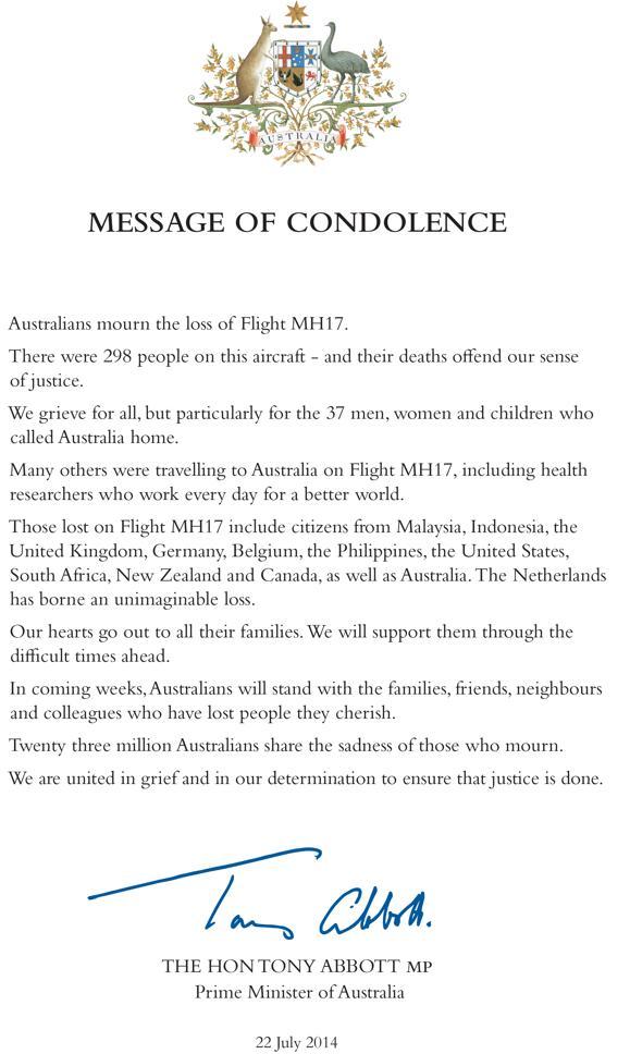 Condolence Message On Behalf Of Company