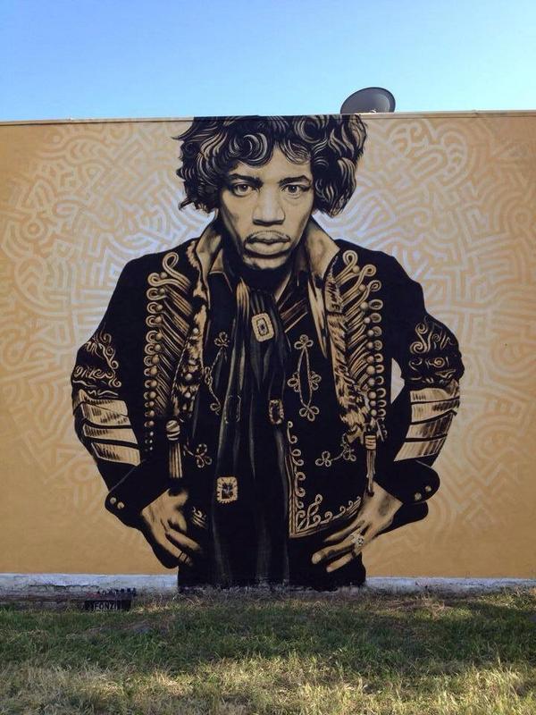 Artist 'levi fonz ponce' realistic street art mural of jimi hendrix in ...