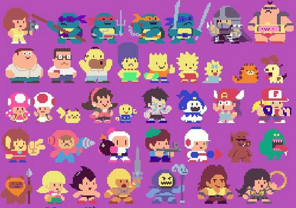 Paul Robertson: 300 famous characters, done in 8-bit style by pixel art ...