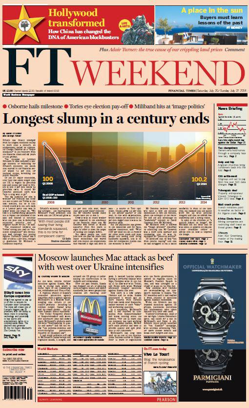 FT WEEKEND FRONT PAGE: "Longest slump in a century ends" skypapers ...