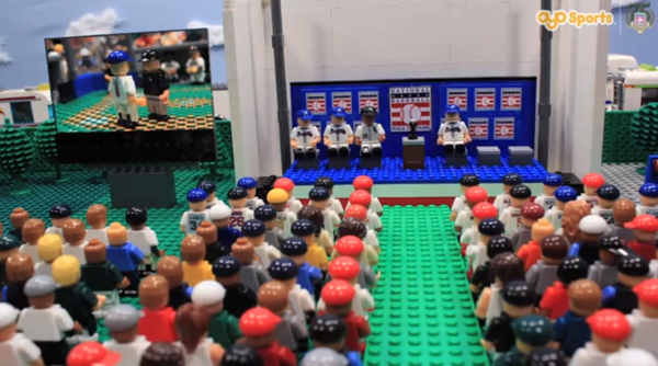 Lego Bobby Cox kicking dirt at a Lego umpire. The MLB HOF ceremony ...