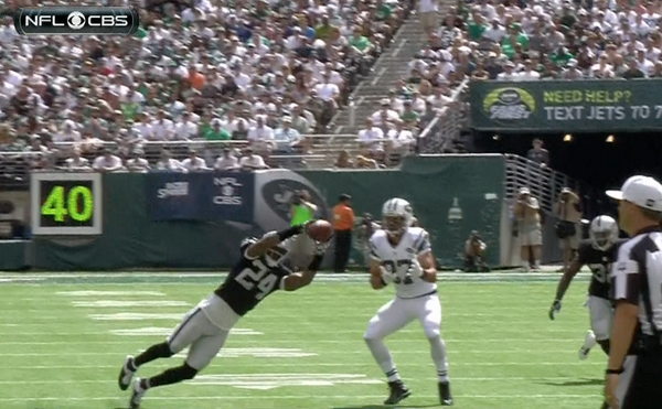 GIF: Raiders’ Charles Woodson makes a diving interception on Geno Smith ...