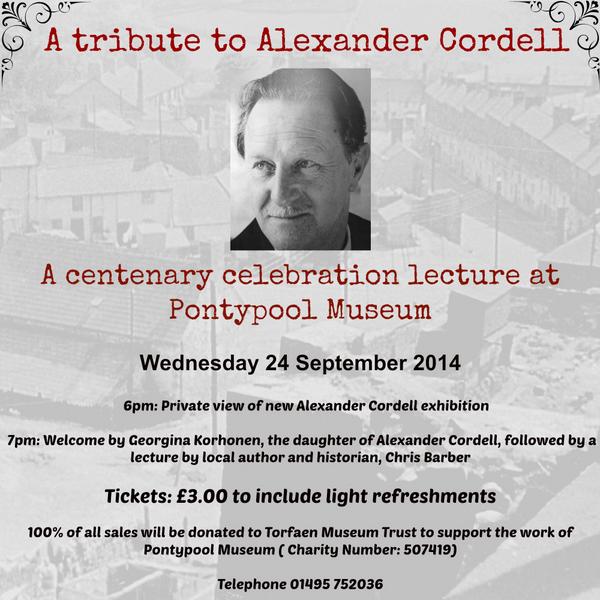 Past event – A Tribute to Alexander Cordell, Pontypool | What's On Where
