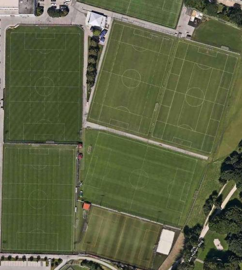 Bayern Munich: An overhead shot of the Bayern Munich training ground
