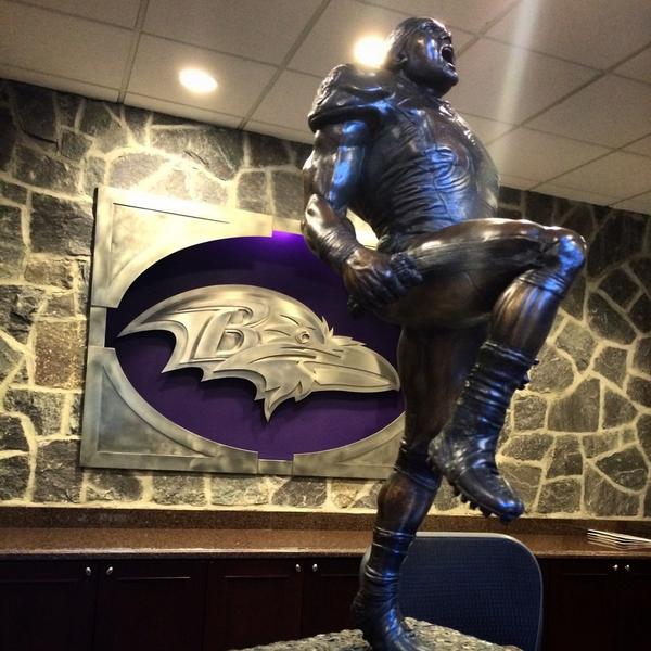 Just as intense in miniature form, a replica Ray Lewis statue now ...