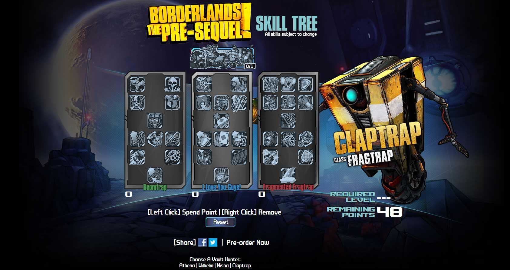 Borderlands The Pre Sequel Claptrap Skill Tree