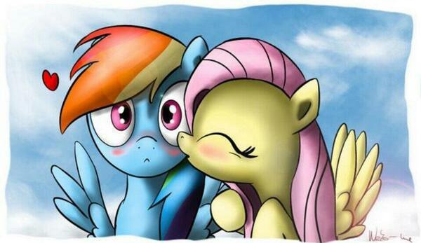 Rainbow Dash And Fluttershy Kiss A Few Times