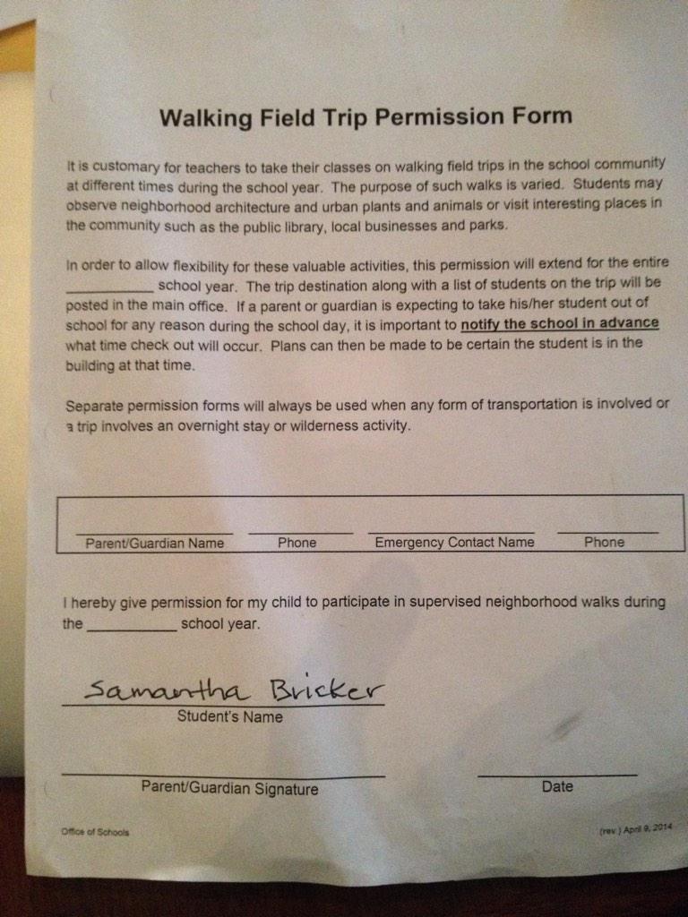 Permission Slip Walking Field Trip Permission Slip Pdf | PdfFiller