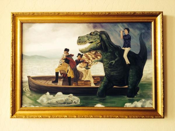 George Washington Riding A Dinosaur
