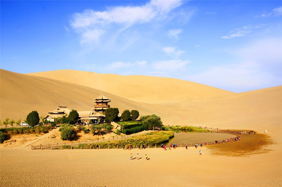 Yueya Spring, reputed to be 'First Spring in Sand,' is a scenic ...