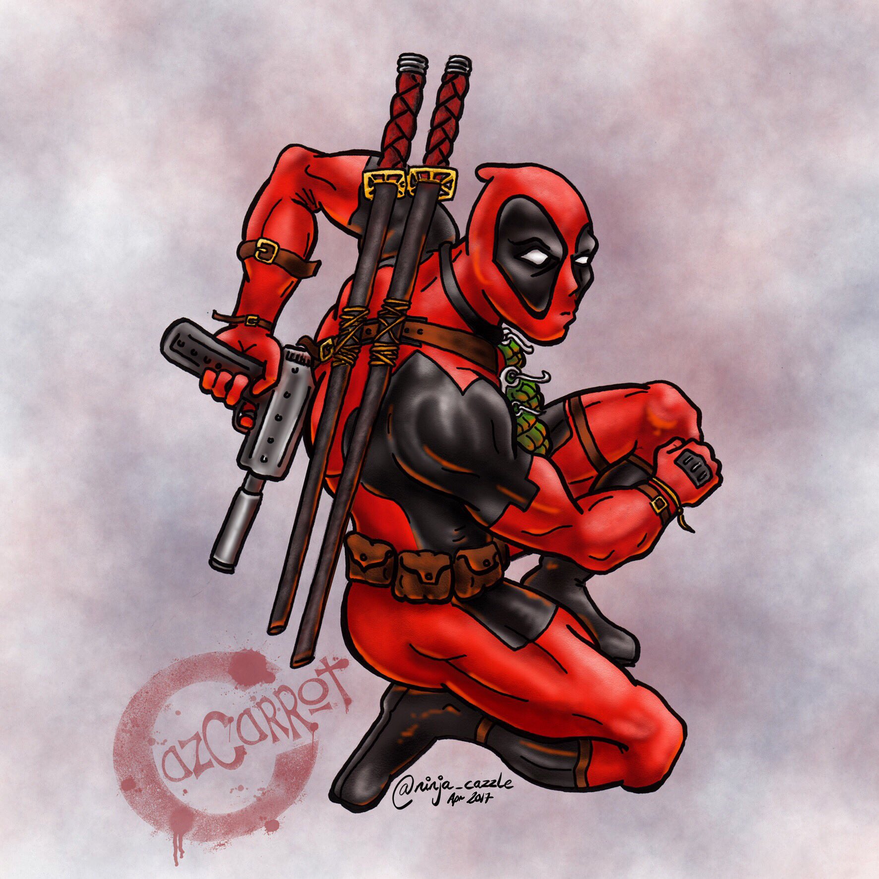 Deadpool Weapons Drawing