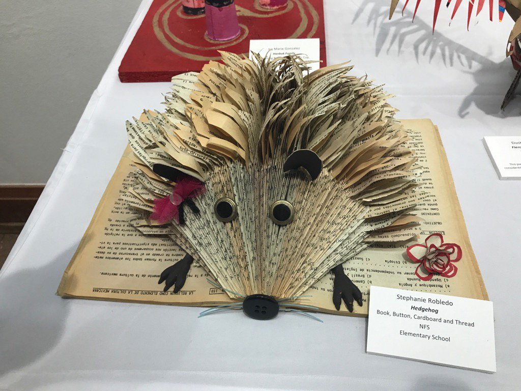 Stephanie's hedgehog - made out of a book someone had thrown away! So ...