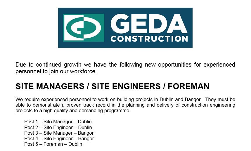 Geda Construction on Twitter: "Calling all engineers and foremen. New posts for experienced ...