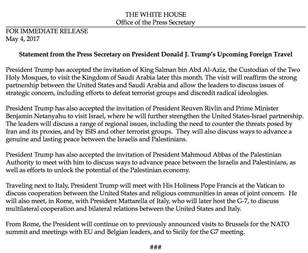 The White House releases a statement with regards to President Trump's ...