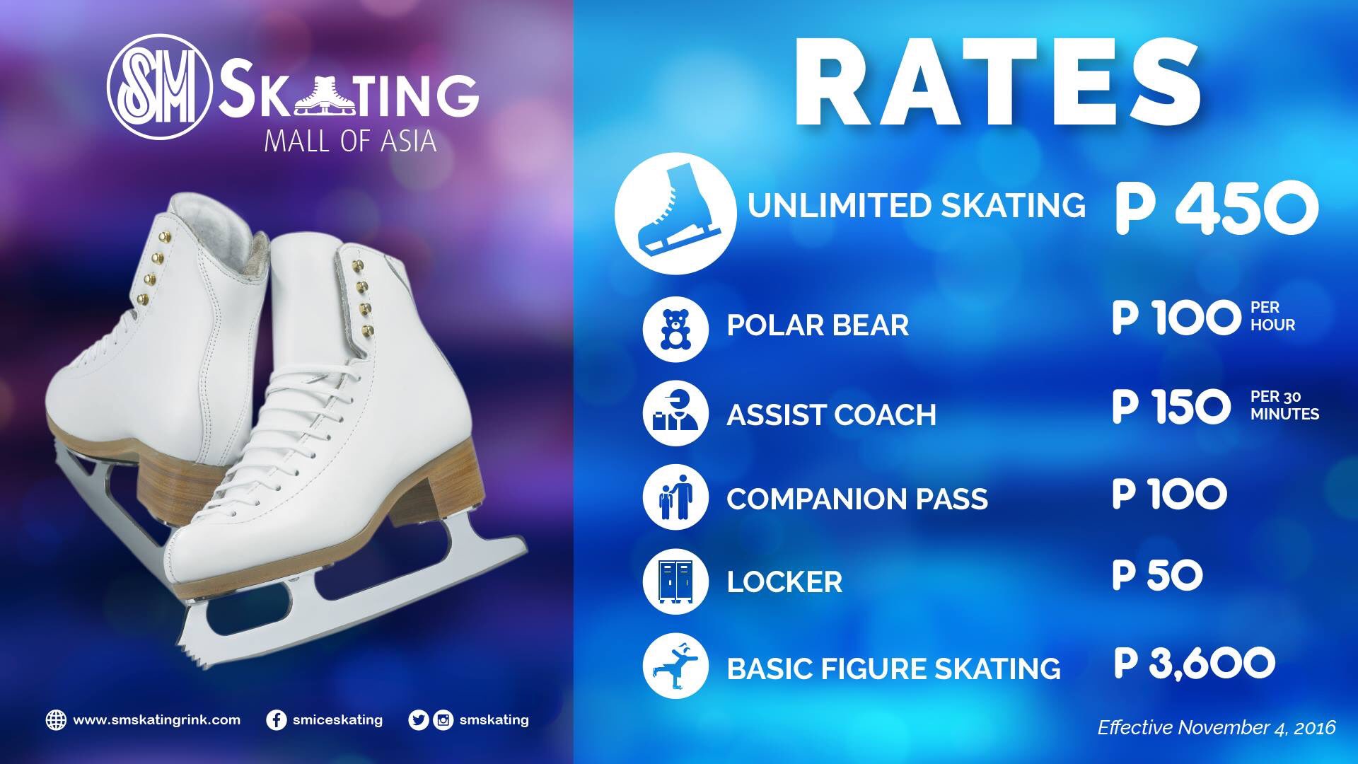 SM Skating on X Hello ice lovers Save this tweet for reference. Here are our regular rates for all our SM Skating branches. TheCoolestPlaceInTown https t WufDbDp7m7 X