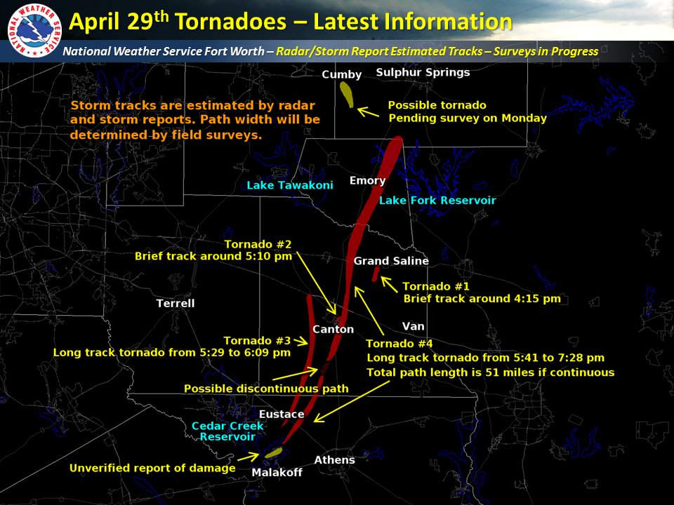 Nws Fort Worth On Twitter 4 Confirmed Tornadoes Latest Preliminary