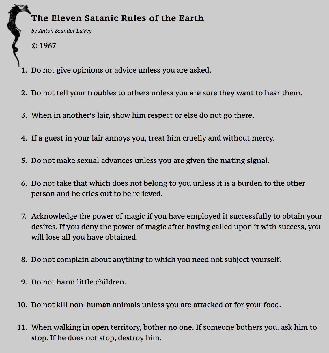 Satanic Rules