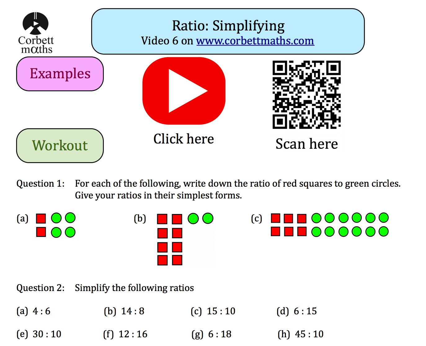 Simplifying Ratios Worksheet