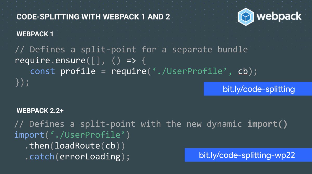 Addy Osmani on Twitter: "You will need babel-plugin-dynamic-import-webpack to get this working ...