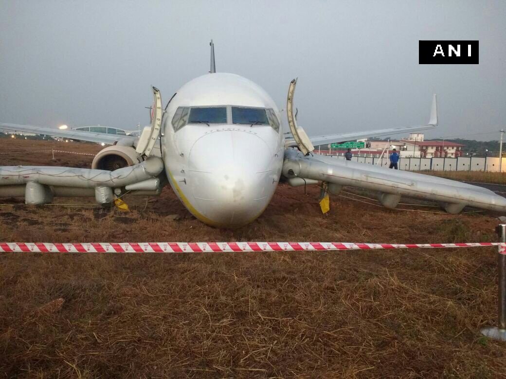 Panaji: Visuals of Mumbai bound Jet Airways flight 9W 2374 that skidded ...
