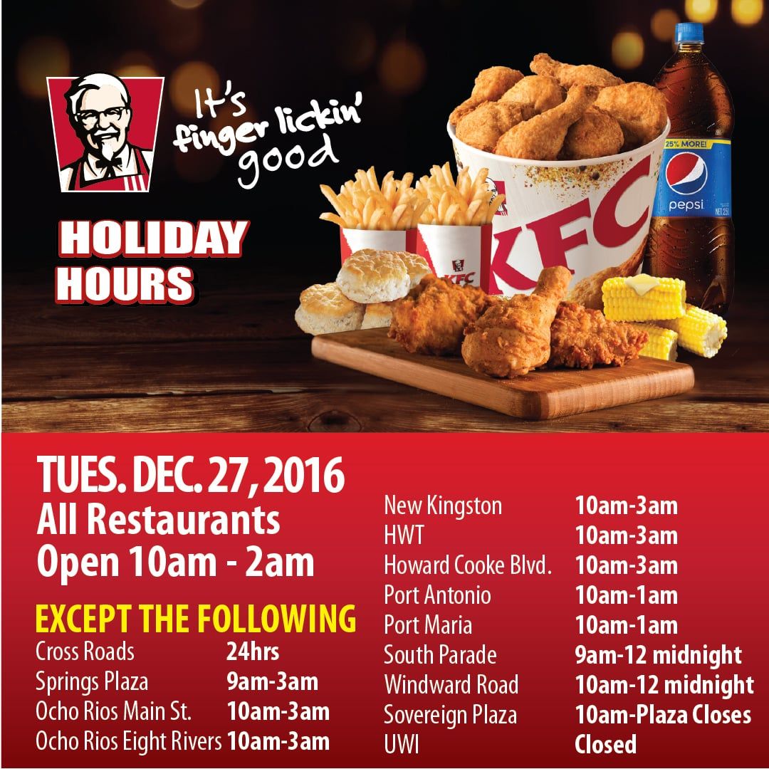 What times kfc open store