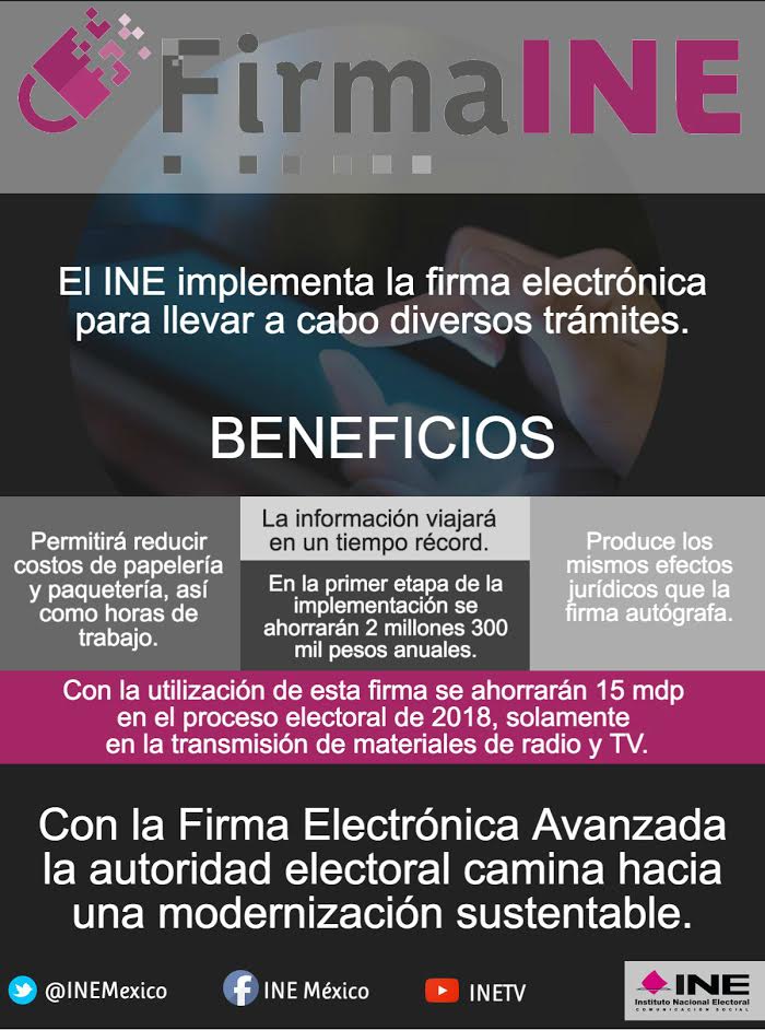 @INEMexico on Twitter: "🔏 Gracias a la #FirmaINE, el #INE ahorrará 15 mdp en 2018, solamente en ...