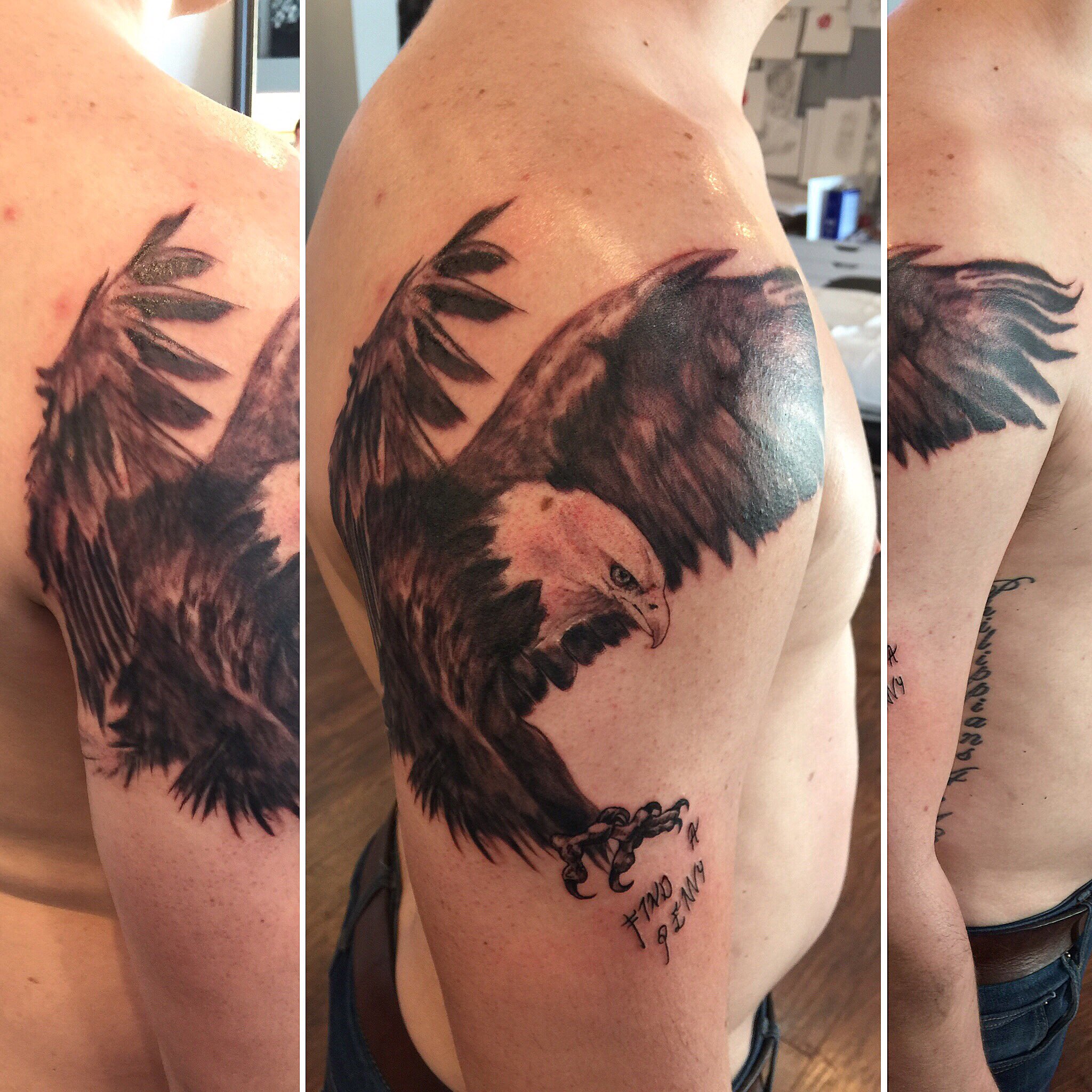 Flying Eagle Shoulder Tattoo