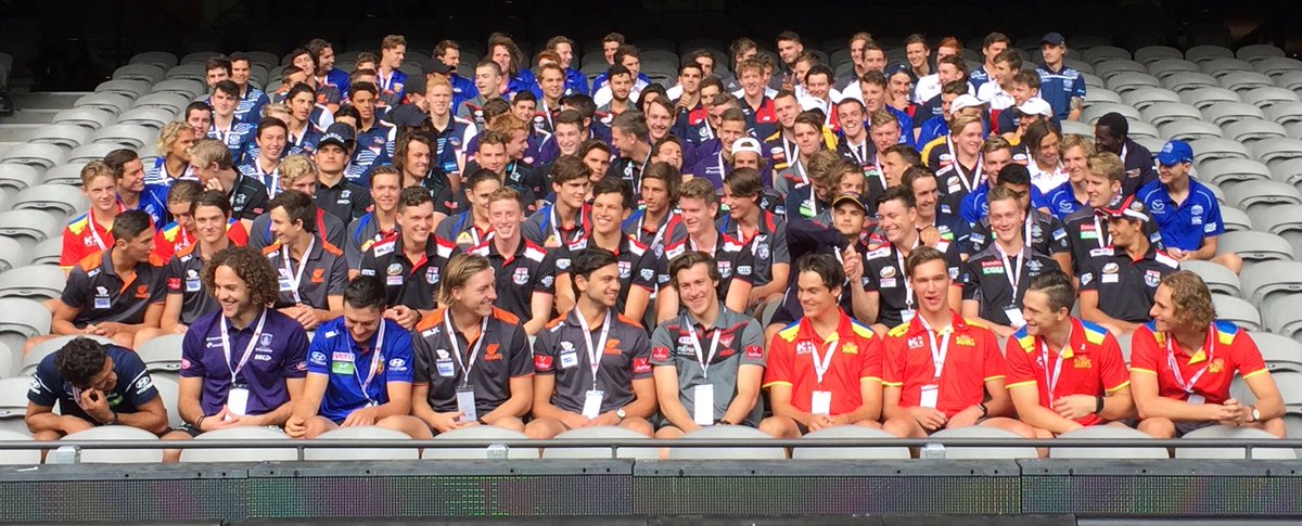 Photo of all the new AFL players for 2017 at the start of induction day ...