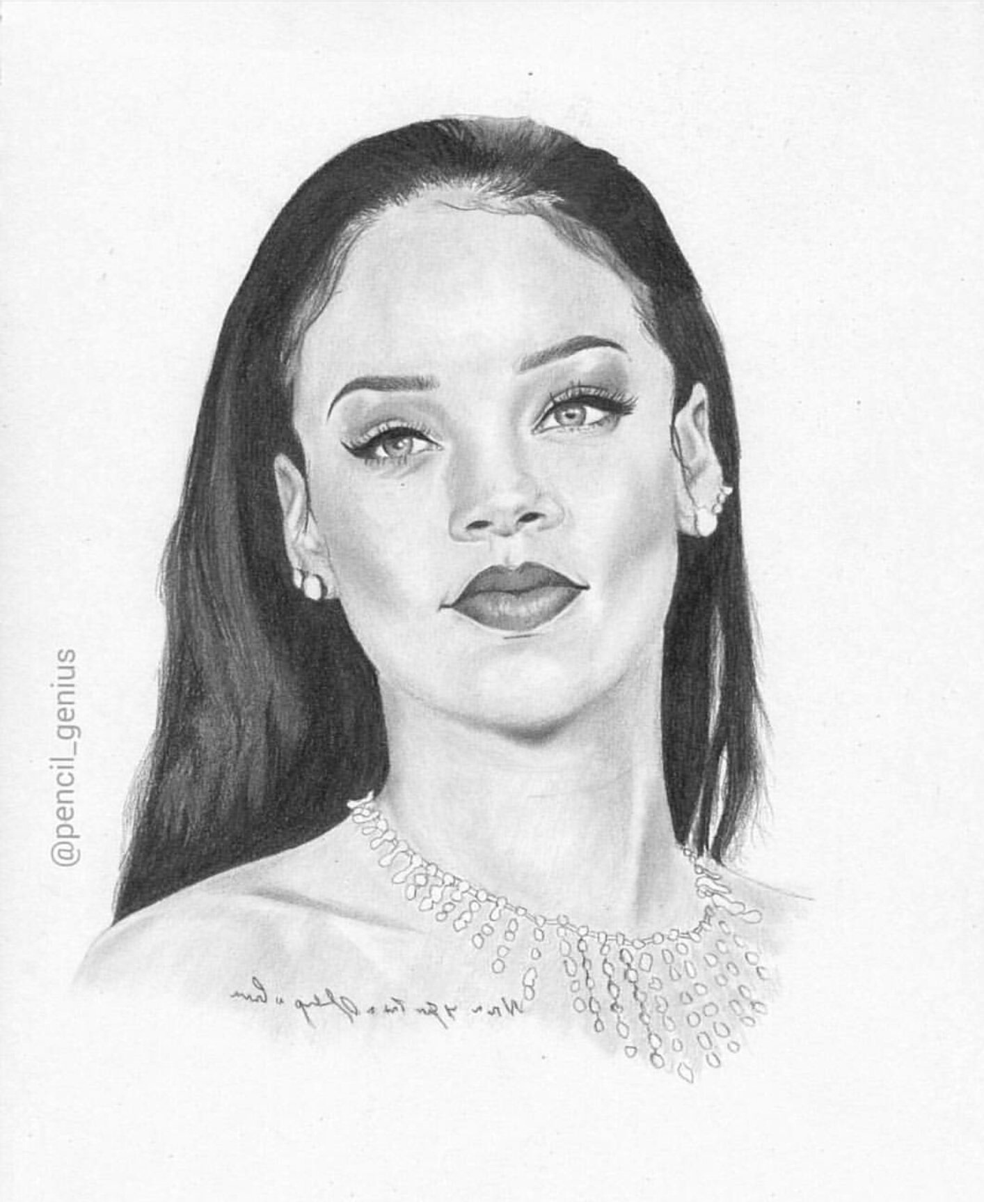 Pencil Drawing Of Rihanna