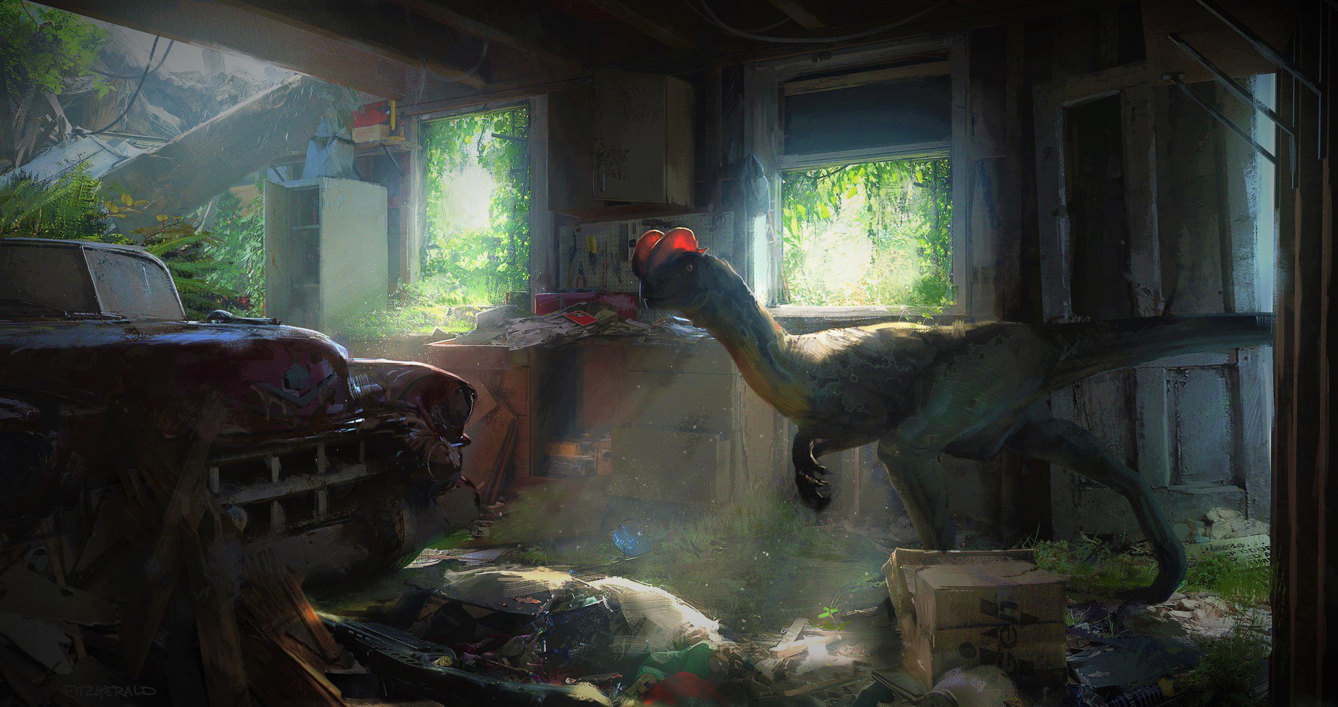 Jurassic Park Dilophosaurus Art