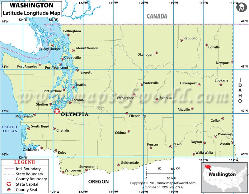 45th Parallel Map United States European & North American Cities