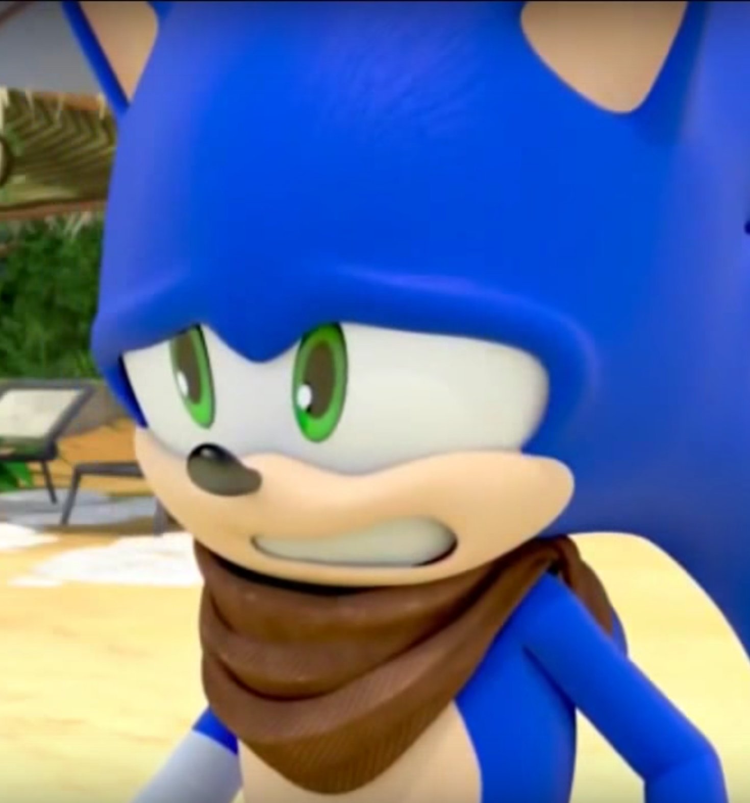 Transparent Sonic Scared Sonic The Hedgehog 16” Premium Pleather