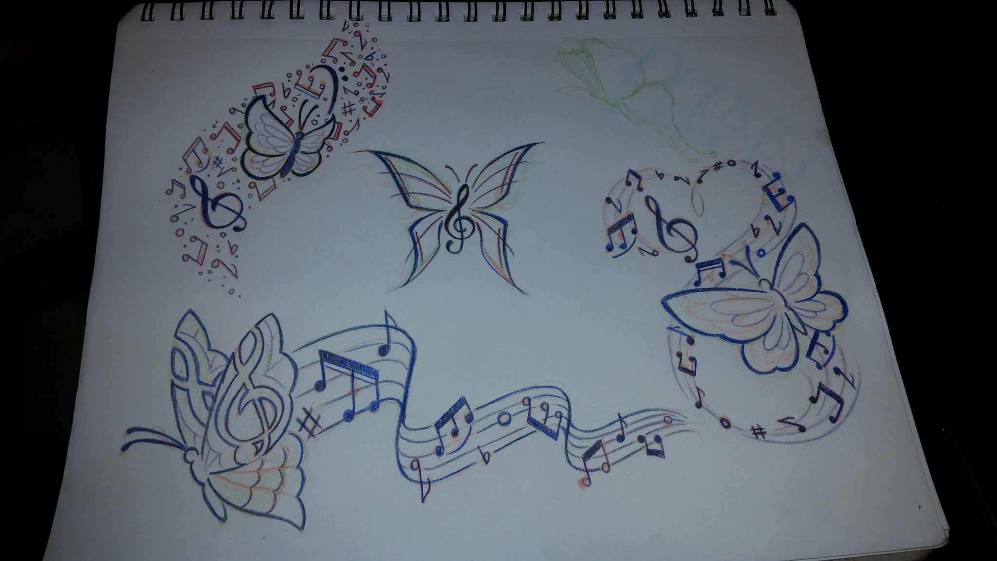 Music Note And Butterfly Tattoo