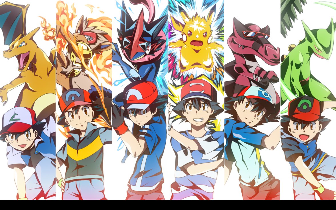 "Let's battle!"—Ash through the generations. (By MATSU-JUN) : r/Pokemonart
