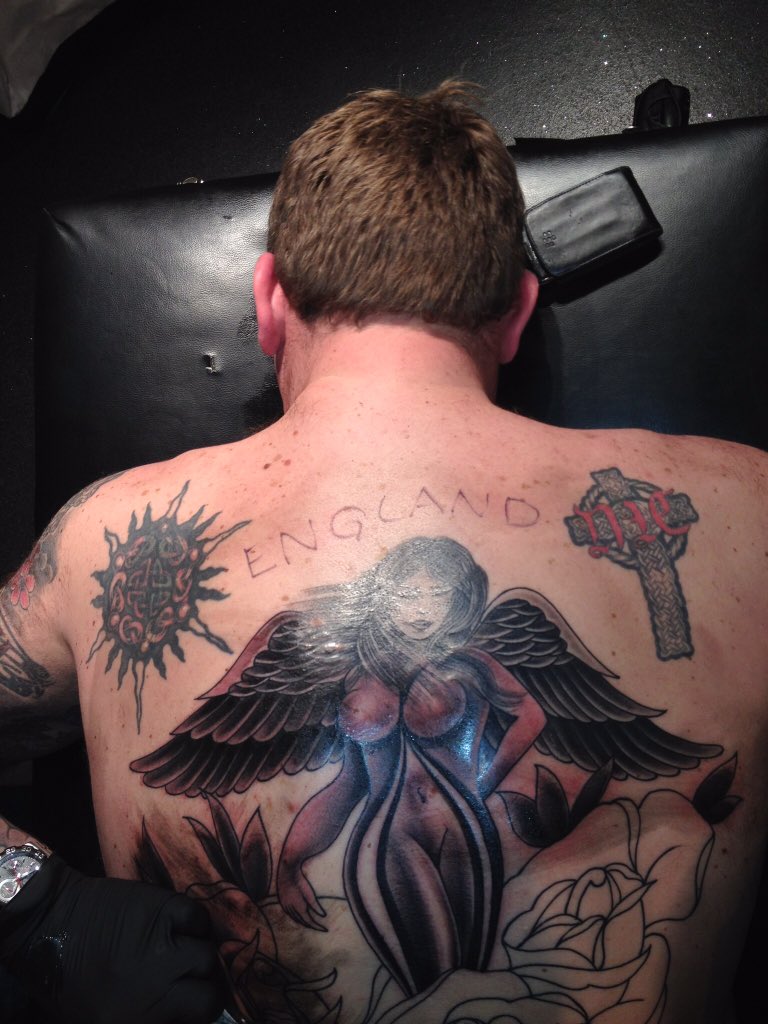Half Angel Half Demon Chest Tattoo