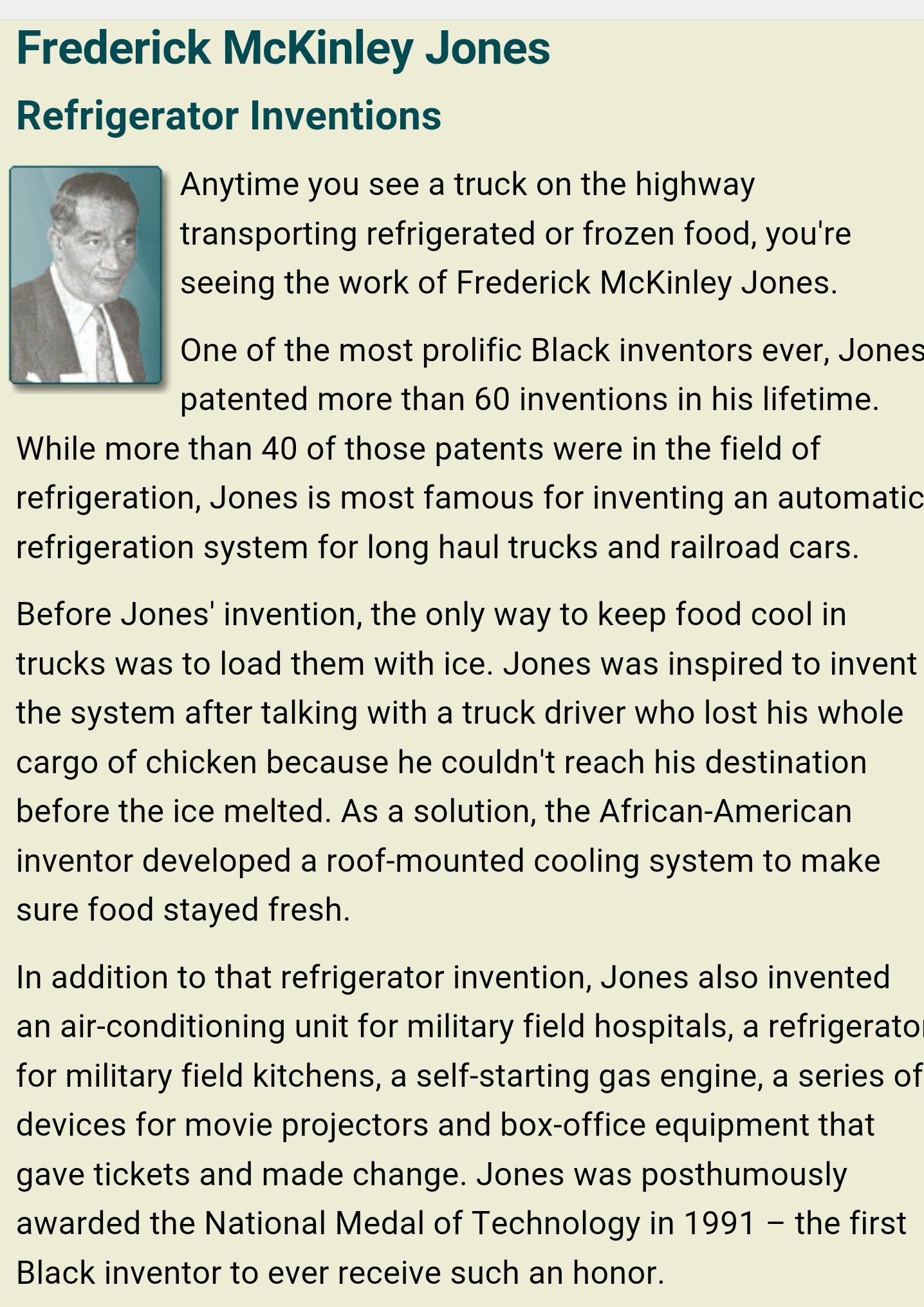 Frederick Mckinley Jones Inventions List