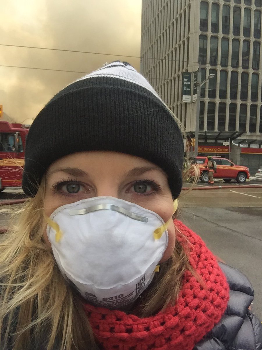 Most of us reporters are wearing masks, given the thick smoke and smell ...