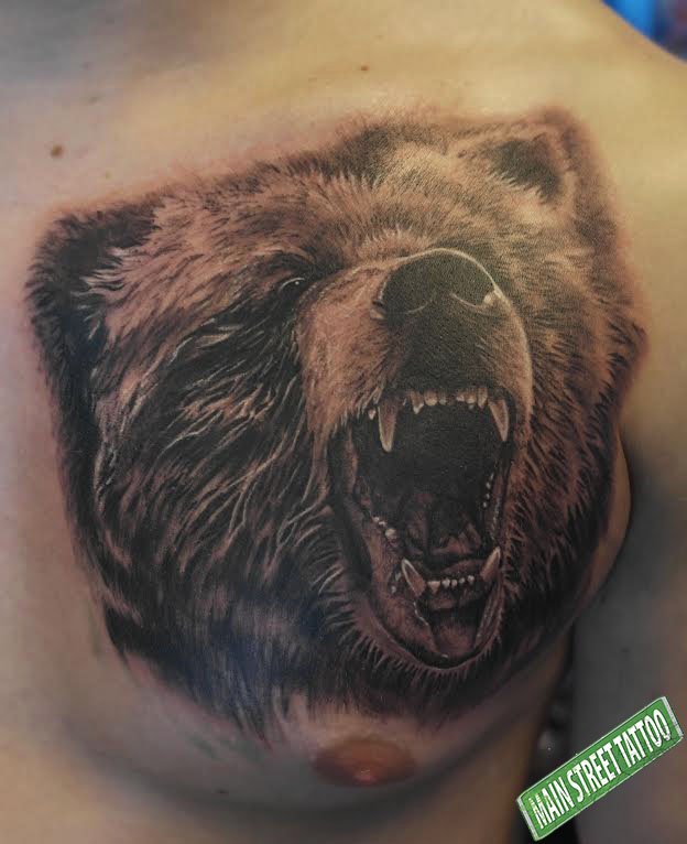 Grizzly Bear Chest Tattoo