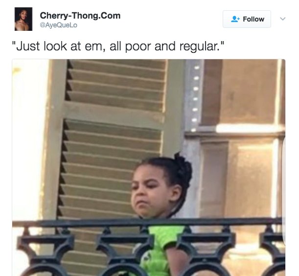 People are hilariously captioning a photo of Blue Ivy on her balcony ...