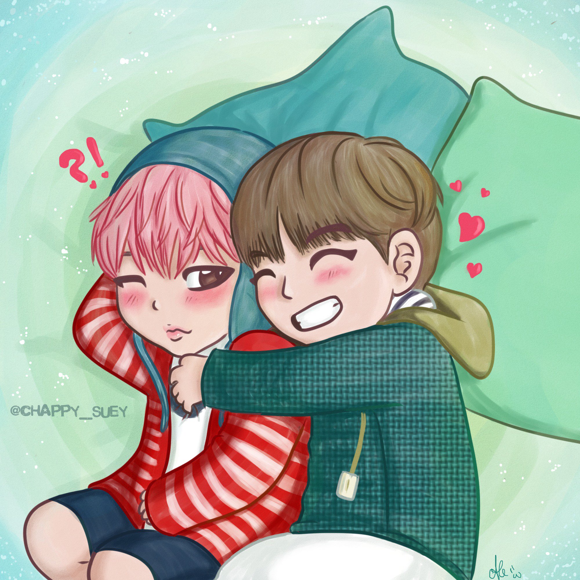 Chibi Friends Hugging