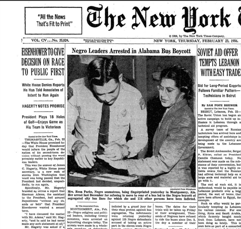 Rosa Parks Bus Boycott Newspaper Article