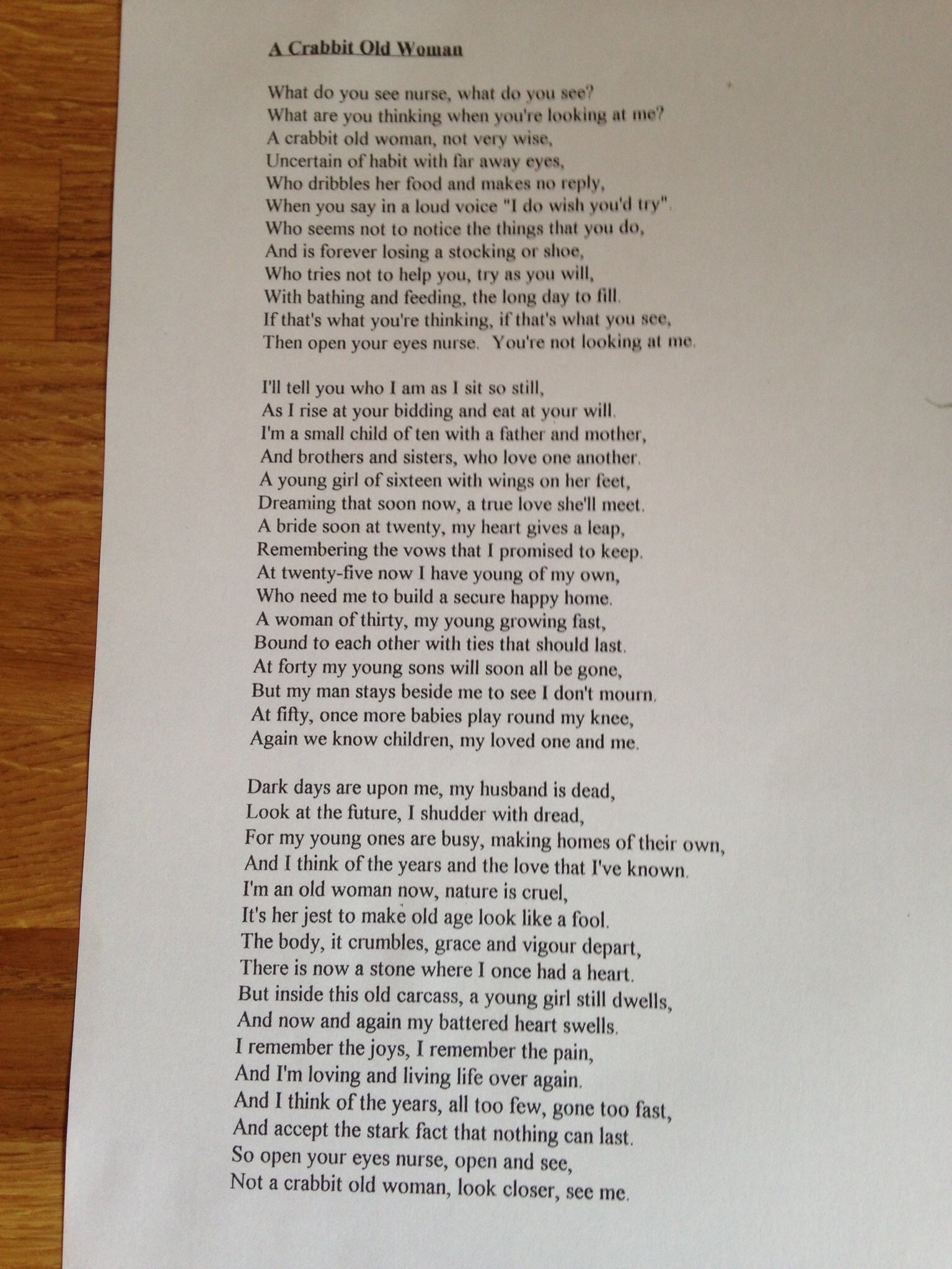 Crabby Old Woman Poem