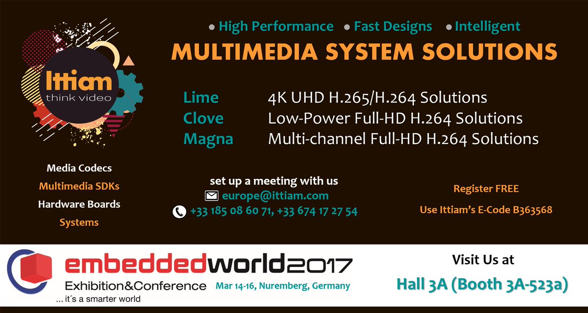 Ittiam Systems on Twitter: "Meet Ittiam at Embedded World 2017 and check out our 4K/Full-HD ...