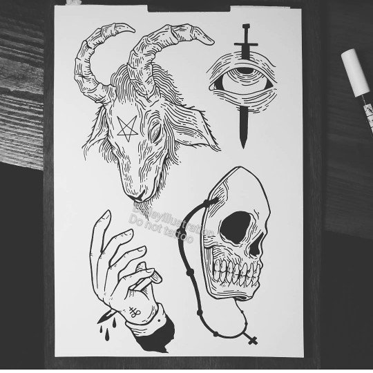 Satanic Tattoo Flash