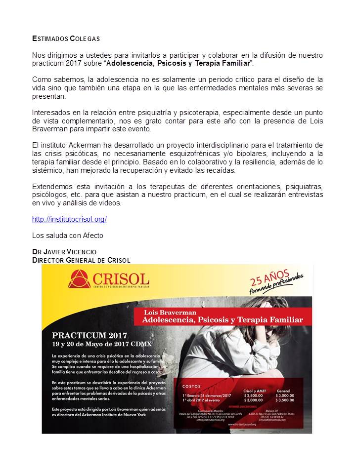 Instituto Crisol on Twitter: "Invitación Practicum 2017, Instituto Crisol #LoisBraverman…