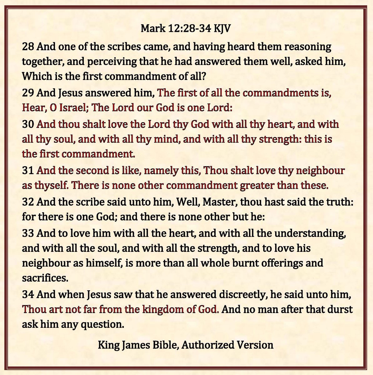 Mark 12 28 31 Kjv